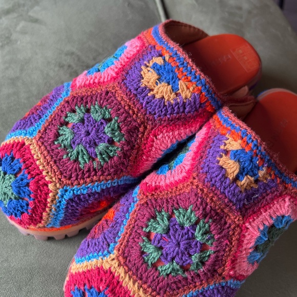 FARM Rio | Shoes | Farm Rio Crochet Platform Clogs Colorful Granny ...